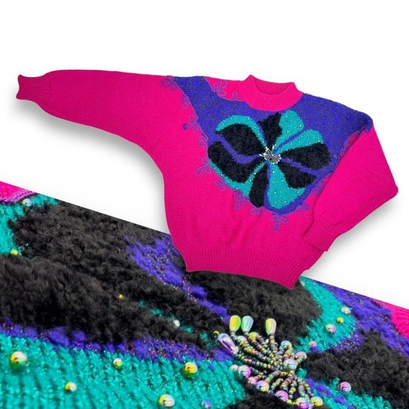 Jaclyn Smith | Sweaters | Jaclyn Smith 8s 90s Vintage Beaded Floral ...